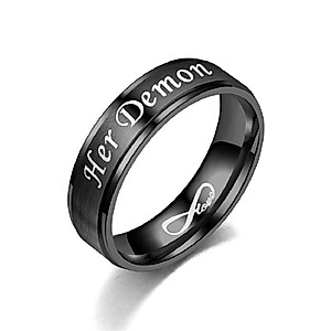 Blowin His Angel Love Infinity Relationship Ring Stainless Steel Engagement Wedding Band Anniversary for Women (Her Size 6)