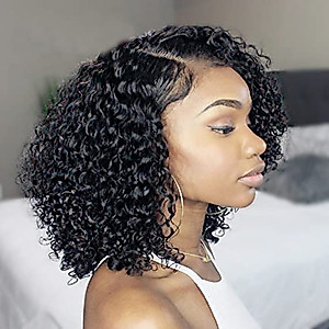 Dorosy Hair Transparent Lace Front Wigs Human Hair Wigs for Black Women 13x4 Lace Front Wigs Brazilian Wet Short Bob Curly Wigs Glueless Pre Plucked with Baby Hair(8 inch)