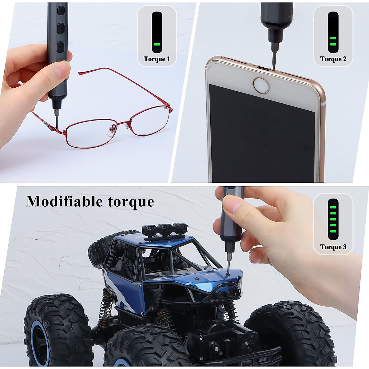 Aeglemana Mini Electric Screwdriver Set，68 in 1 portable electric screwdriver-64 S2 Universal Bits-5 Torque Settings，4 LED Lights- Suitable for laptop toys，Small Electric Screwdriver Cordless toolkits