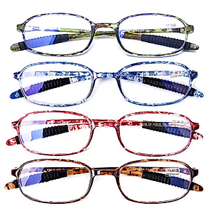 AQWANO 4 Pack Computer Reading Glasses Blue Light Blocking Lightweight TR90 Flexible Frame UV Protection Readers for Women Men +2.0
