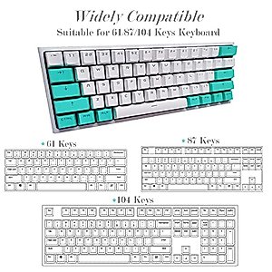 XVX PBT Keycaps - Keycaps 60 Percent, Suitable for GK61/RK61/Anne/Ducky/DK61 Mechanical Keyboard, Double Shot Backlit OEM Profile PBT Keycaps Set, with keycap Pulle (OEM Profile, Tiffany Color)