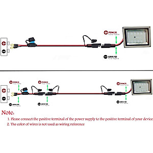 YETOR Ring Terminal Harness, 16AWG SAE Battery Extension Cable with 2FT,10A Protection Fuse SAE Connector for Motorcycle Cars.(2 Pack)