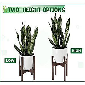 ZPirates Plant Stand Indoor, Outdoor - Tall 14-inch, Adjustable 8 to 12-Inch Wide - Small to Large Planter Pot and Flower Vase Holder - Dark Bamboo Wood