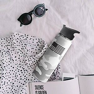 USA Collection 24 oz Stainless Steel Water Bottle - Double-Walled, Vacuum-Sealed, Leak-Proof Lid - Hot or Cold Hydration for Sports, Travel, and Everyday Use - White Multicam Pattern