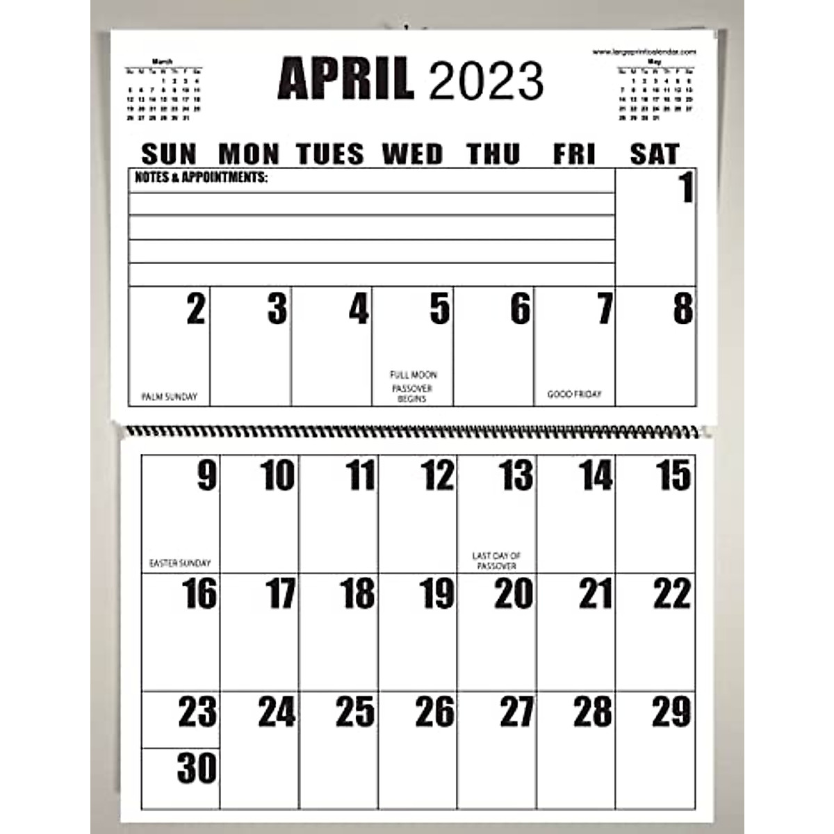 Jumbo Large Print 2023 Wall Calendar | 13-months | 17" x 22" hanging on wall | 17" x 11" closed