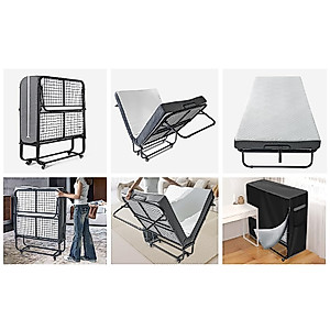 Folding Bed, (with 5.2" Thick Memory Foam Mattress), 79 * 35inch, Portable Foldable Adult with Mattress for Guest use, Metal Folding Frame, Reinforced Metal mesh, can Hold up to 550 lbs (Tau-ZDD)