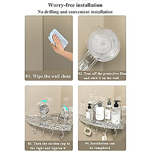 SPANN Light Luxury Style Punch-Free Storage Rack, Shower Organizer Suction, Corner Shower Organizer, Toilet Organizer, Punch-Free Storage Rack (A+B)