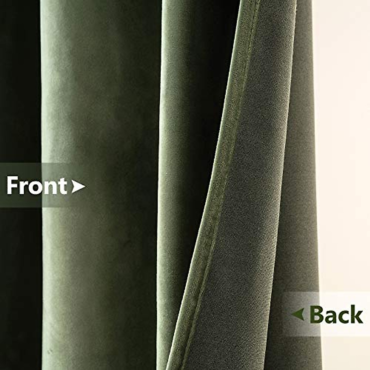 MIULEE Velvet Curtains Olive Green Elegant Grommet Curtains Thermal Insulated Soundproof Room Darkening Curtains/Drapes for Classical Living Room Bedroom Decor 52 x 84 Inch Set of 2