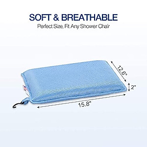 GreenChief Cushion for Shower Waterproof, Seat Foam Cushion with Hook, Bath Seat Cushion Mat, Bathtub Chair Pad, Shower Cushion for Elderly, Senior, Disabled (Blue)