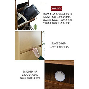 JK Plan Shoe Box, Shoe Rack, Holds up to 16 Pairs, 4 Tiers, Width 19.3 inches (49 cm), Height 63.7 inches (161 cm), Depth 29, Clogs Box, Shoes, Entrance, Storage, Thin, Space Saving, Flap, Slim, Stylish