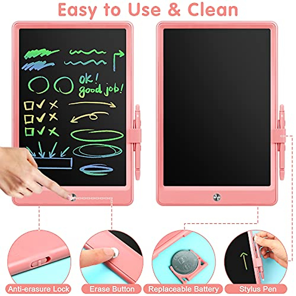 LCD Writing Tablet for Kids, Toys for Girls Boys Doodle Board 10.5 Inch Drawing Pad, Rewritable Cute Children&#039;s Drawing Board, Suitable for 3, 4, 5 and 6 Years Old Boys Girls Learning Gifts