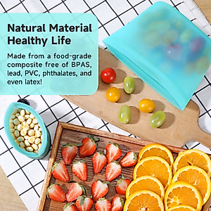 FIRAWER Reusable Silicone Food Storage Containers Bags, Dishwasher Safe, BPA Free, 8oz, Green, 2 Pack