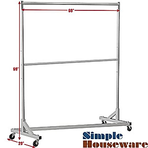 Simple Houseware Commercial Z Base Double Rod Garment Rack
