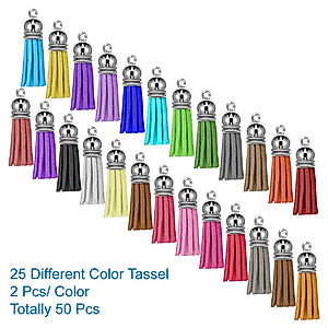 selizo 100Pcs Key Chain Ring with Chain and Tassel Pendants Bulk for Keychain Crafts Jewelry Making