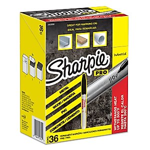SHARPIE Industrial Permanent Markers, Fine Tip, Black, 36 Count
