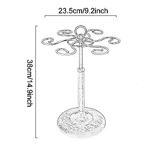 NJZYB Vintage Style Wine Glass Stemware Racks, Elegant Stemware Holder Stand with 6 Hooks, Artistic Tabletop Display, for Home, Bar Storage, Home, Restaurant,Red Copper