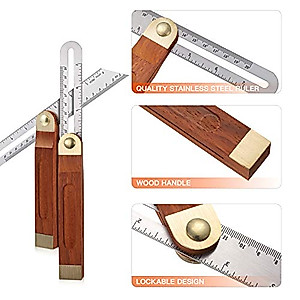 DOITOOL 1PCS 9 Inch Sliding T-Bevel Gauge Woodworking T Bevel Angle Finder with Hardwood Handle and Metric Marks