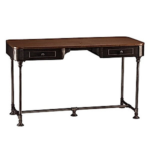 SEI Furniture Edison 2-Drawer Desk, Dark Tobacco with Industrial Gray