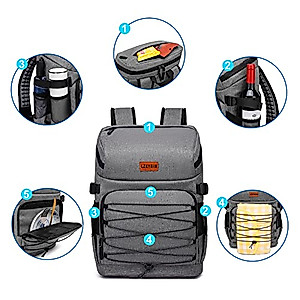 Backpack Cooler for Women, Small Soft Side Beach Back Pack Coolers 25 Cans Waterproof Cooler Backpack Insulated Leak-Proof for Hiking Kayaking Picnic (Gray)