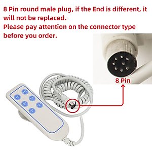 Lifting Bed Controller, Hospital Bed Remote Control 6 Button Remote Hand Control Controller with 8 Pin Plug Replacement Lift Chair or Power Recliner Hand Control Compatible with Pen faders and contro