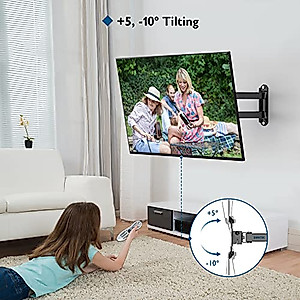 BONTEC Full Motion Articulating Arm TV Wall Mount for 13-43 Inch LED LCD OLED TVs, Tilt, Swivel & 360°Extension Rotation TV Monitor Wall Mount up to 44lbs, Max VESA 200x200mm, Bubble Level, Cable Ties