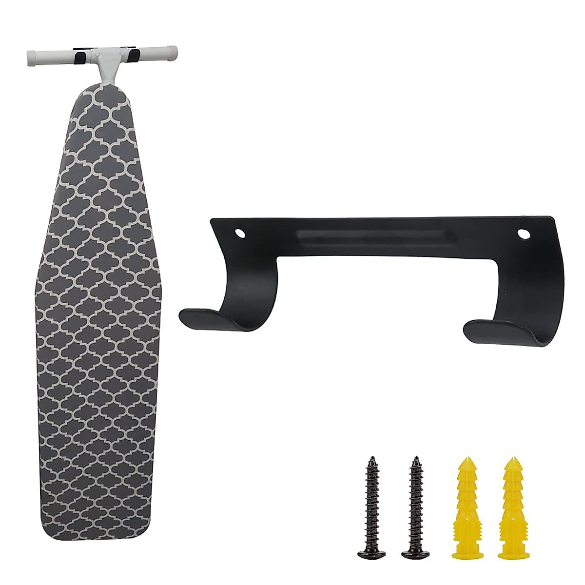 Ironing Board Hanger Wall Mount Ironing Board Holder Organizer Wall Rack for Laundry Rooms Storage Rack Hanging Shelf Hanger (Black)