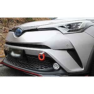iJDMTOY Sports Red Track Racing Style Tow Hook Ring Compatible with Toyota 2018-up C-HR, 2019-up Corolla Hatchback, Made of Lightweight Aluminum