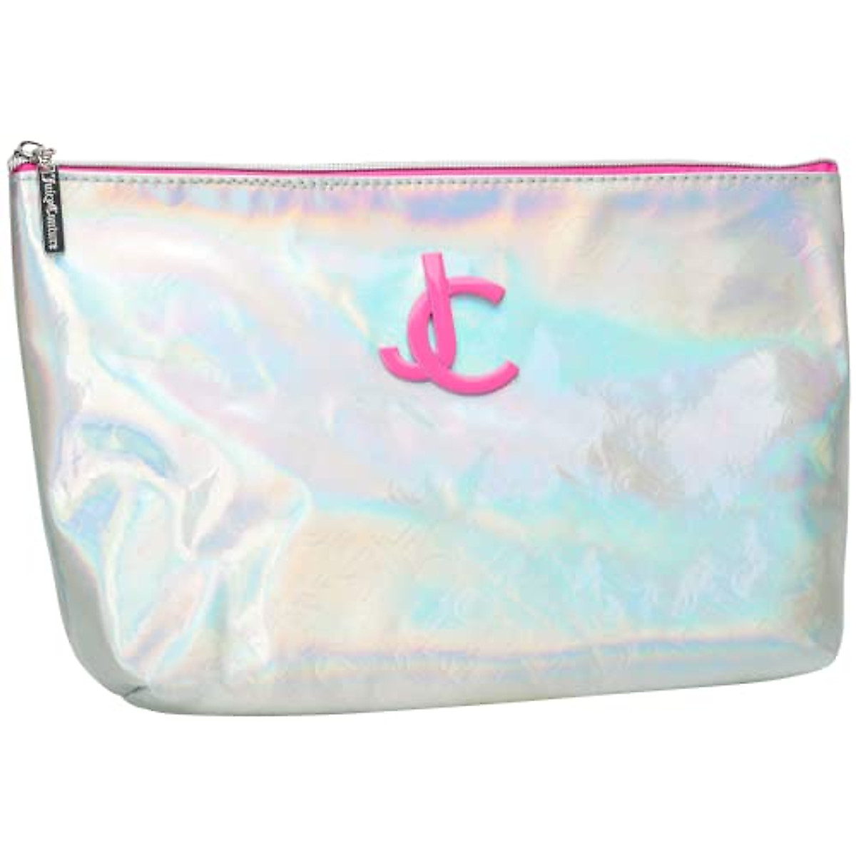 Juicy Couture Women's Cosmetics Bag - Travel Makeup and Toiletries Top Zip Wedge Pouch, Size One Size, Metallic