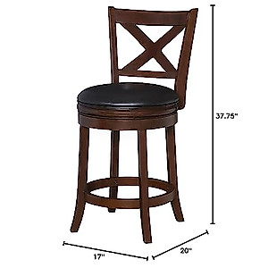 Ball & Cast Upholstered Swivel Counter Height Bar Stools 24 Inch Seat Height Kitchen Stool Chairs, Cappuccino