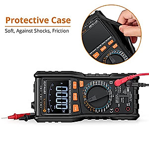 Neoteck True RMS 9999 Counts Digital Multimeter, Large Backlit EBTN LCD, Manual & Auto Dual Ranging Integrated Design - Black