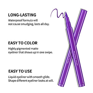 Boobeen Colorful Liquid Eyeliner, Matte Eye Makeup Liner Pen with Felt Tip, Highly pigmented and Long Lasting Eyeliner for Women