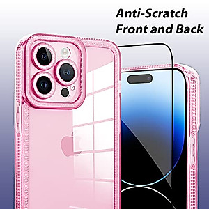 MZELQ Compatible with iPhone 14 Pro Max Case Bling Glitter Cute Cover, Shockproof Cute Anti-Skid Soft Phone Case for Girls Women Full Body Protection Crystal Case -Pink