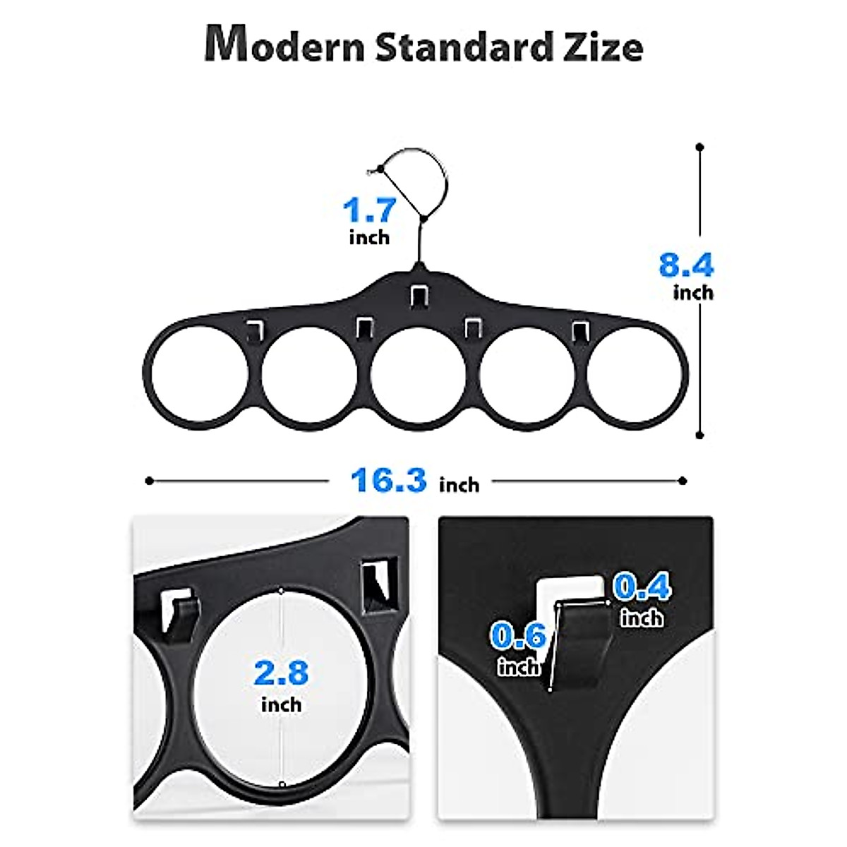 SMARTAKE 2-Pack Scarf Hangers, 5 Loops Tie Rack & Belt Holder with Hooks, 360 Degree Rotatable Accessories Holder, Non-Slip Durable Hanging Closet Organizer for Belts, Bow Ties, Silk Scarves, Jewelry