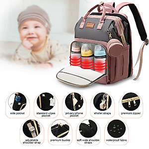 WOOMADA Baby Diaper Bag Backpack with Changing Station & Organizing Pouches for Baby Girl (pink2)