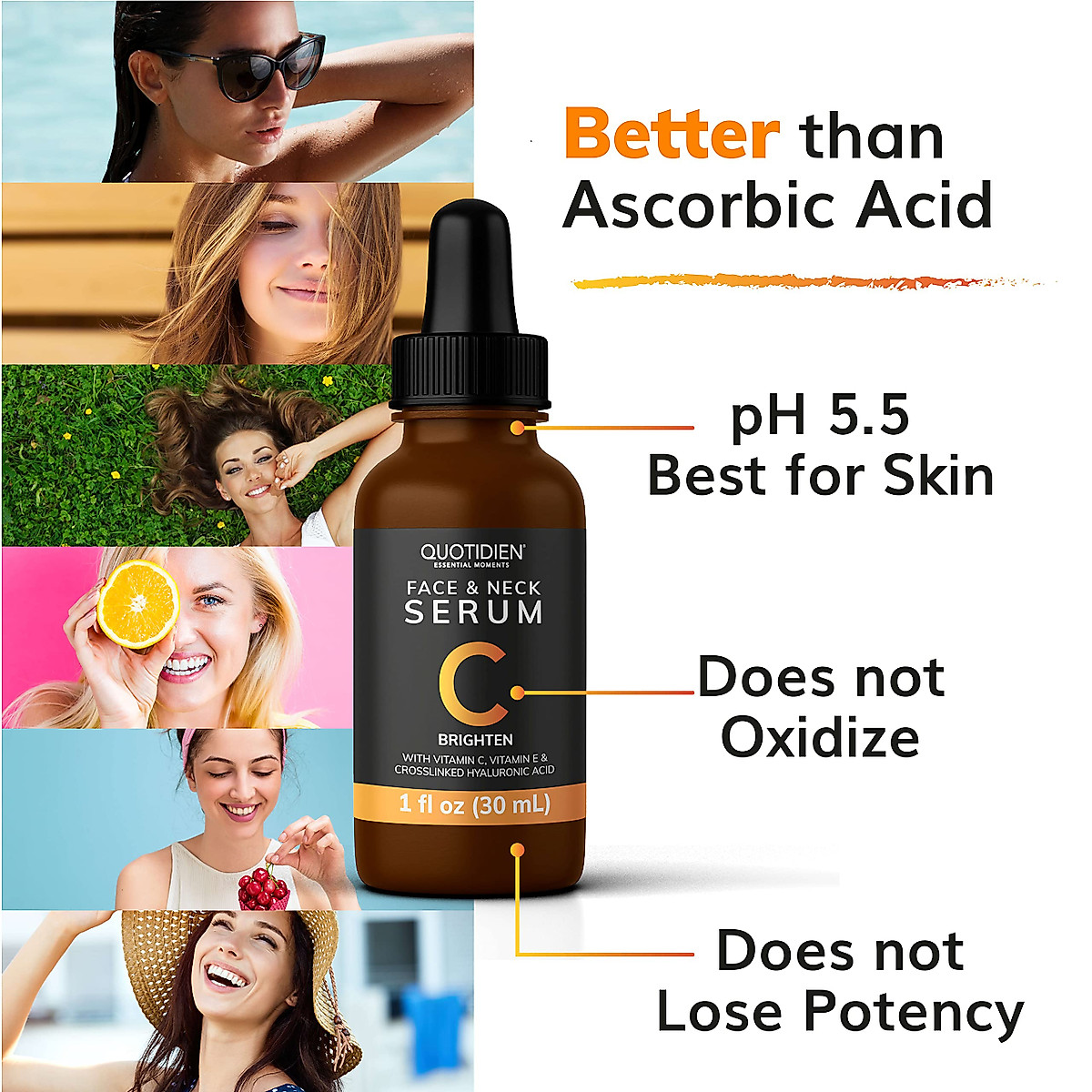 Vitamin C Serum for Face + Hyaluronic Acid + Vitamin E | Brightening | 95% Natural Ingredients | Ultra-Light, Non-greasy & Super Loved | Serum Vitamina C para la cara