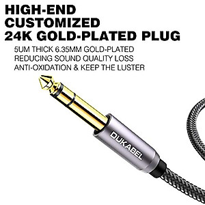DUKABEL TopSeries Long 6.35mm (1/4 inch) to 3.5mm (1/8 inch) Headphone Jack Adapter -8ft (2.4m) 1/8 Female to 1/4 Male Extension Cable 3.5 to 6.35 for Mixer Guitar Piano Amplifier Speaker and More