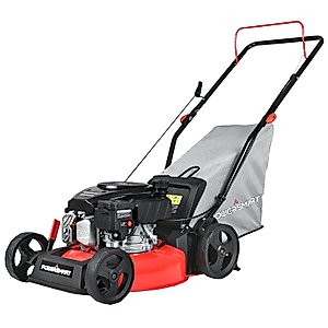 PowerSmart Push Lawn Mower Gas Powered - 17 Inch, 127CC 4-Stroke Engine, 5 Height Positions Adjustable, (1.18''-3.0''), 3 in 1 with Bag