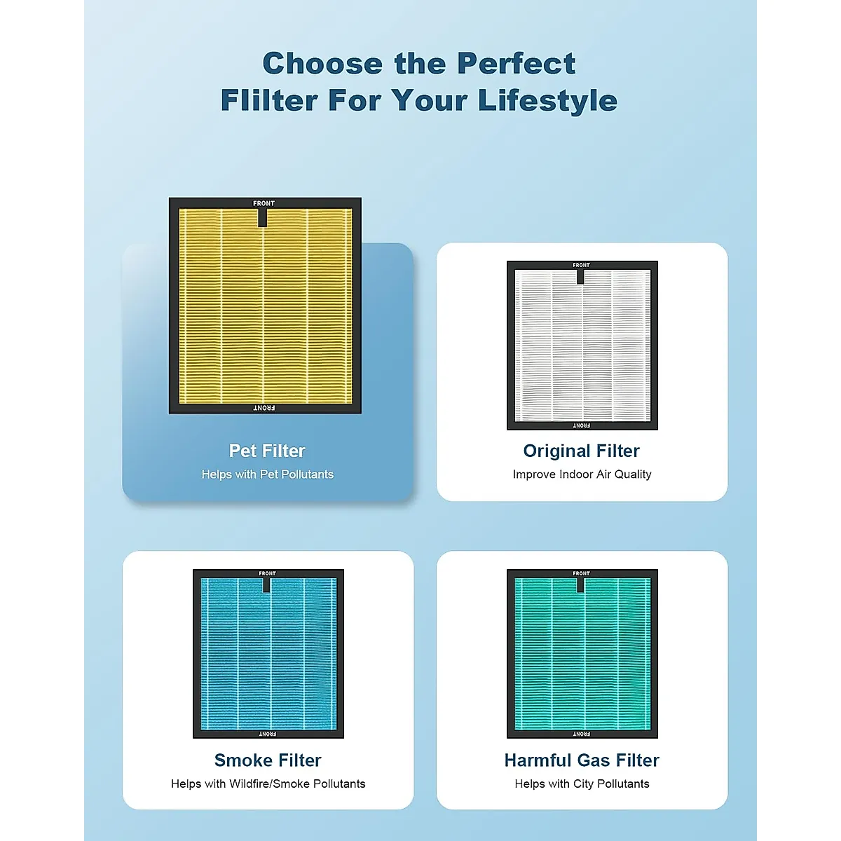 WESTHEY Official Genuine HY4866 Replacement Filter TRUE HEPA Filter, Four-layer high-efficiency purification filter Suitable for WESTHEY HY4866 Air Purifier, Pet Filter 2 PCS