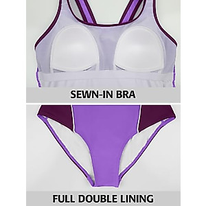 ATTRACO Athletic One Piece Bathing Suit for Women Lap Swimming Suits Teen Slimming Swimwear