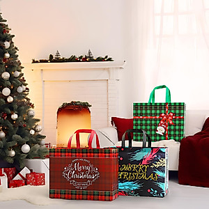 YANGTE Extra Large Christmas Gift Bags 12 Pack Extra Large Gift Bags Jumbo with Handle Reusable Non-Woven XL Xmas Presents Wrapping Holiday Bags Tote Size 16.7 * 6.9 * 12.6in