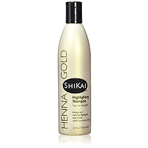 ShiKai Henna Gold Highlighting Shampoo (12 oz) | Hydrating Hair Brightener Enhances Natural Highlights | Add Shine & Volume to Dull Hair