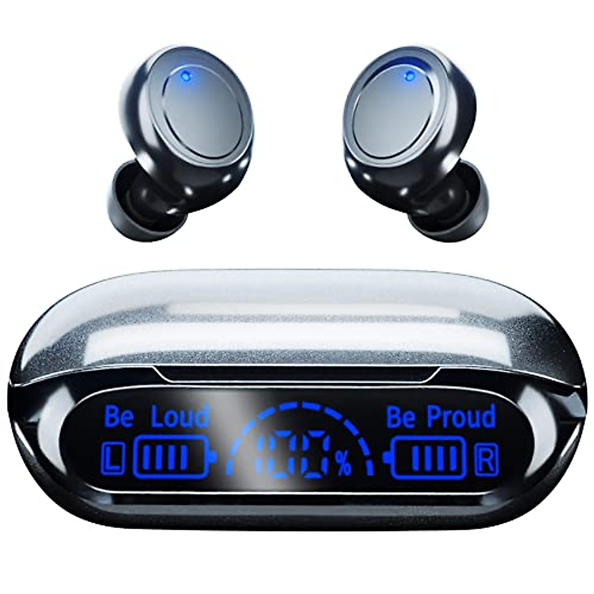 Wireless Earbuds, Bluetooth Headphones 160hrs Battery Life with LED Power Display Crystal-Clear Calls Built-in Mic IP6 Waterproof V5.3 Bluetooth Earbuds Stereo Sound Ear Buds for Sports and Working