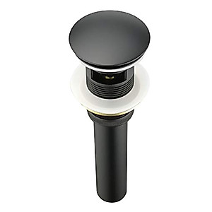 Purelux Pop Up Drain Stopper With Overflow for Bathroom Faucet Vessel or Vanity Sink, Matte Black Finish