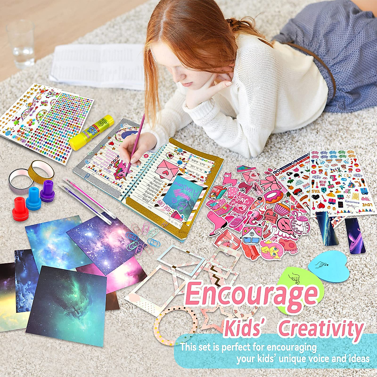 onebora DIY Journal Set for Girls Age 6-8-10-12 Years Old,Unicorn Painting Crafts,Decorate Your Own Journal,Fun Arts and Crafts Gifts Toys for Girls Birthday Christmas