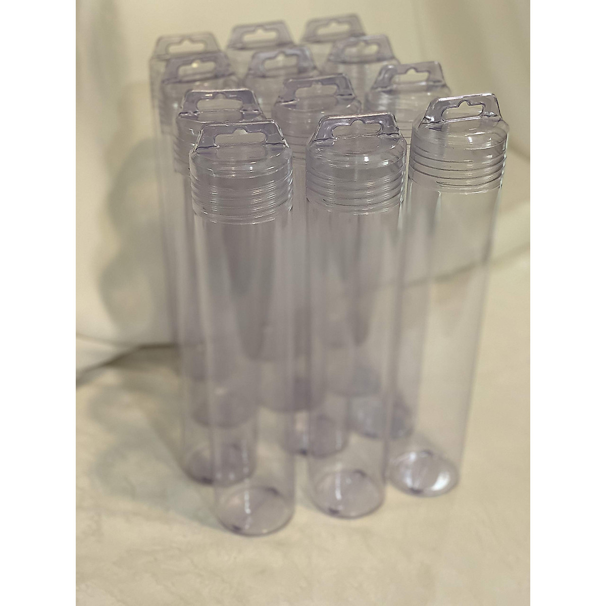 Plastic Clear Tubes Extra Large Containers Storage Shipping Organizing 12 pcs Transparent with Caps