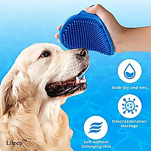 Lilpep Pet Shampoo Bath Brush Soothing Massage Rubber Comb with Adjustable Ring Handle for Long Short Haired Dogs and Cats Grooming, 2 PCS