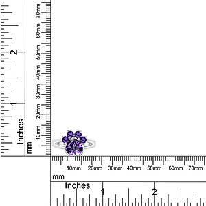 Wishrocks Heart & Round Cut Simulated Amethyst Paw Print Ring Jewelry For Women In 14k White Gold Over Sterling Silver Ring Size- 14