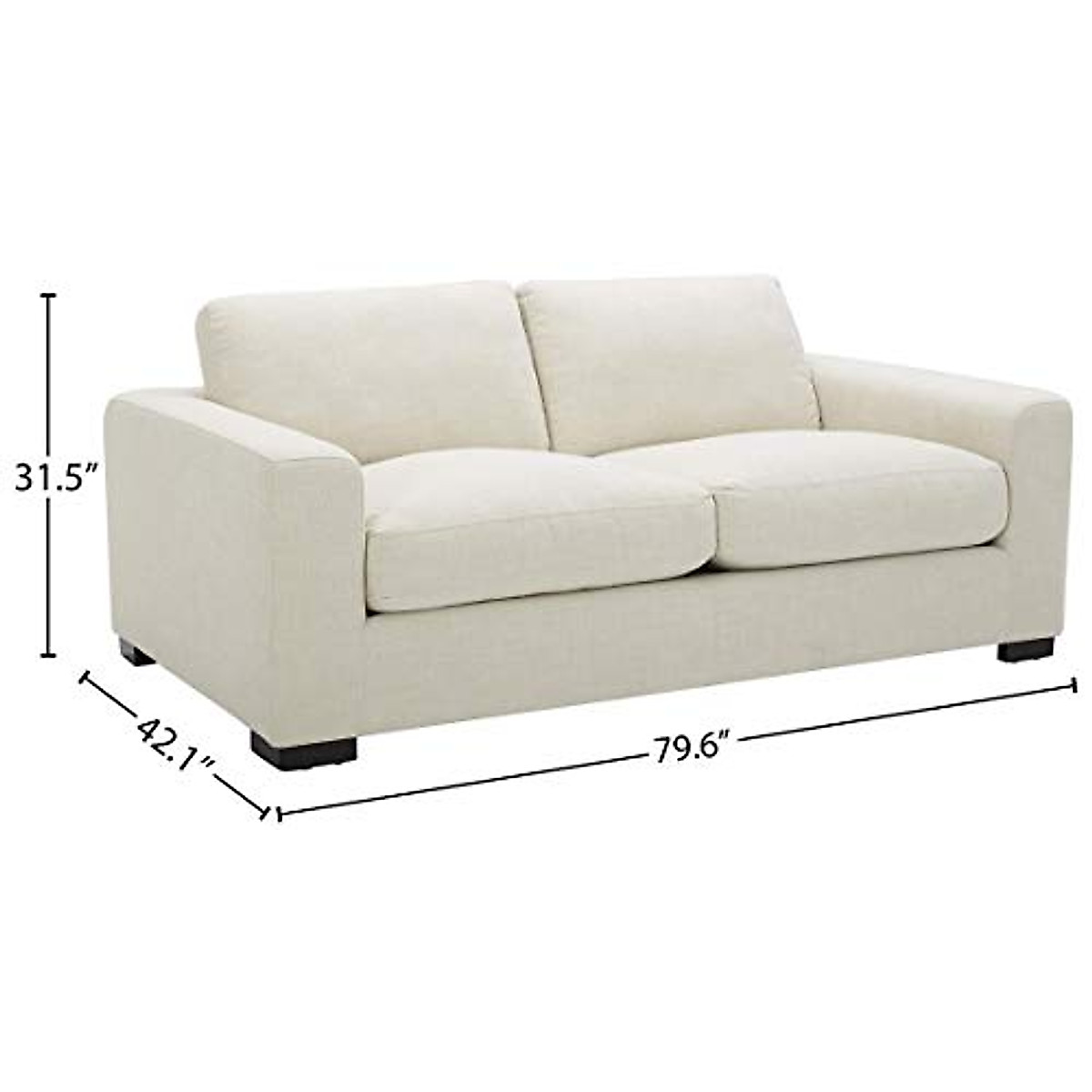 Stone & Beam Westview Love Seats, 76'' Loveseat, Cream