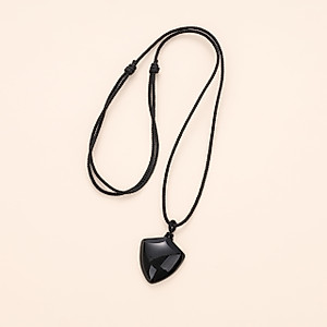 COAI Black Obsidian Shield of Faith Pendant Amulet Necklace Mens Womens