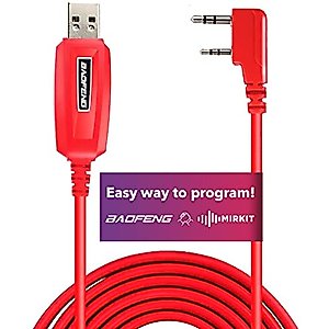 BAOFENG Programming Cable UV-5R/5RA/5R Plus/5RE, UV3R Plus, BF-888S, 5R EX, 5RX3, GA-2S, UV-82 (39 inch Mirkit Red, Version 2022, This one Works!)